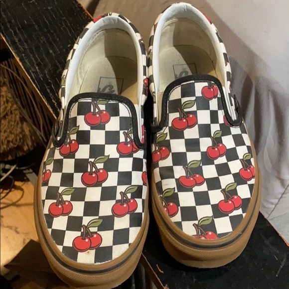 Vans | Shoes | Cherry Checkered Slip On Vans | Poshmark